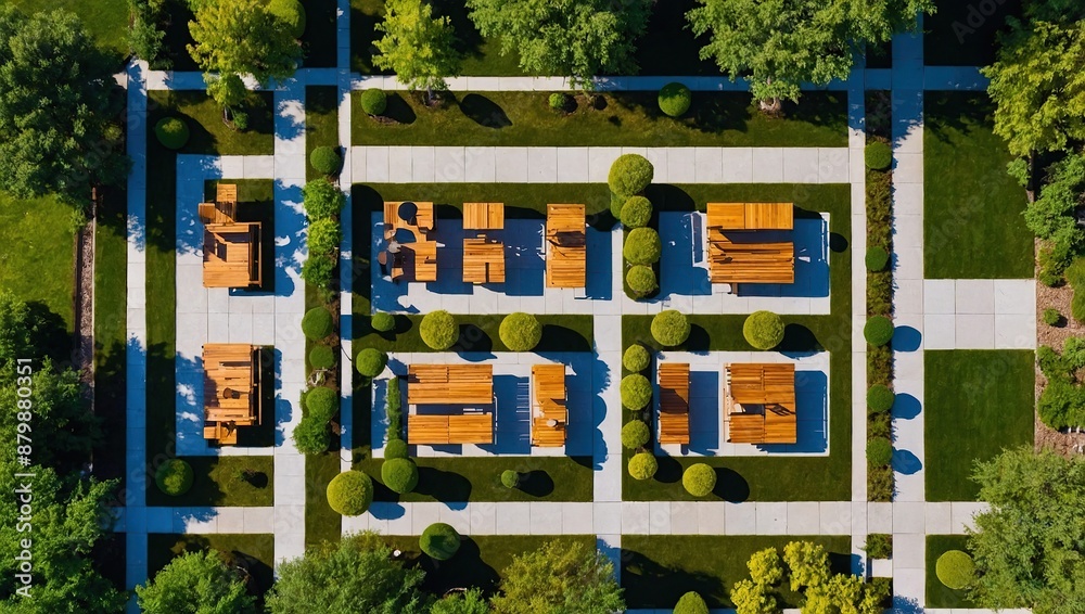 Wooden landscaping Collection vector plan view symbols Set benches top ...