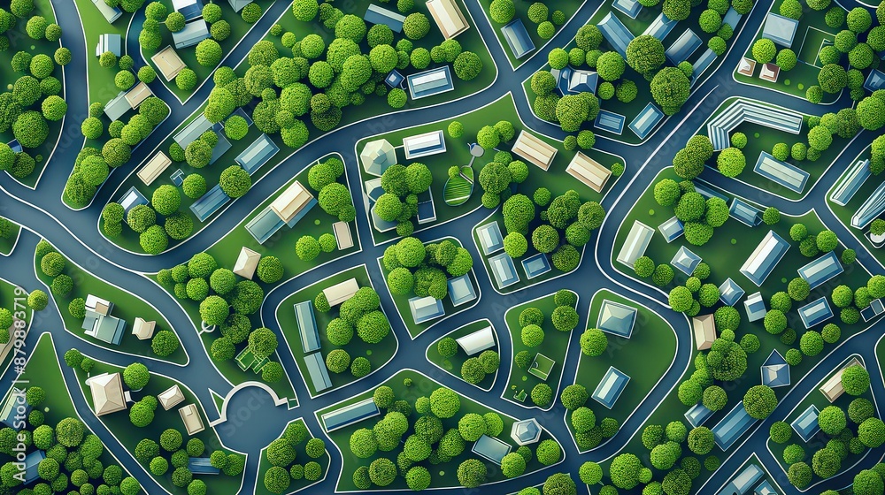 Urban planning blueprint detailed layout of city zones, transportation ...