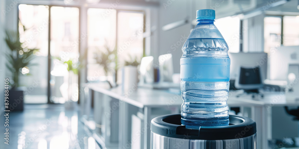 Plastic Water cooler over white office interior background. Large ...