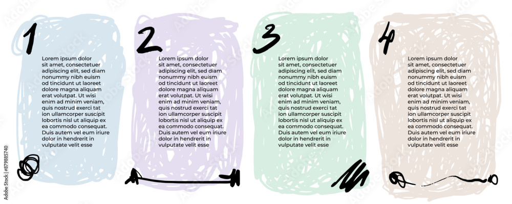 4 hand drawn text boxes. Grunge frame for text. Empty design template ...