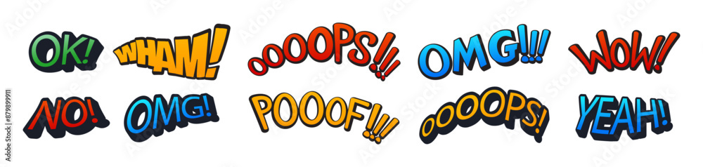 Comic text. Collection comic speech effects. Comic wording sound effect ...