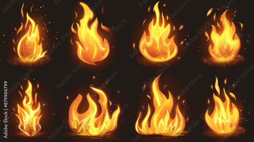 An attack with swords on a black background, a flash of yellow weapon ...