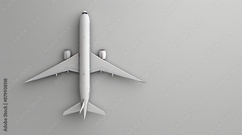 White plane flight mockup isolated on transparent background. Charter ...