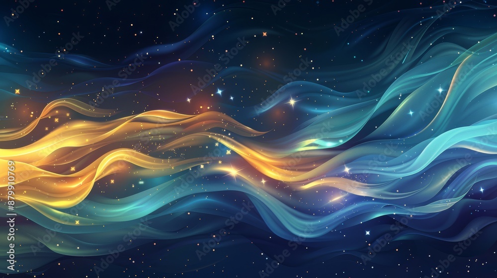 Embedded shooting star light with magic beam sparkle. Neon curve arch ...