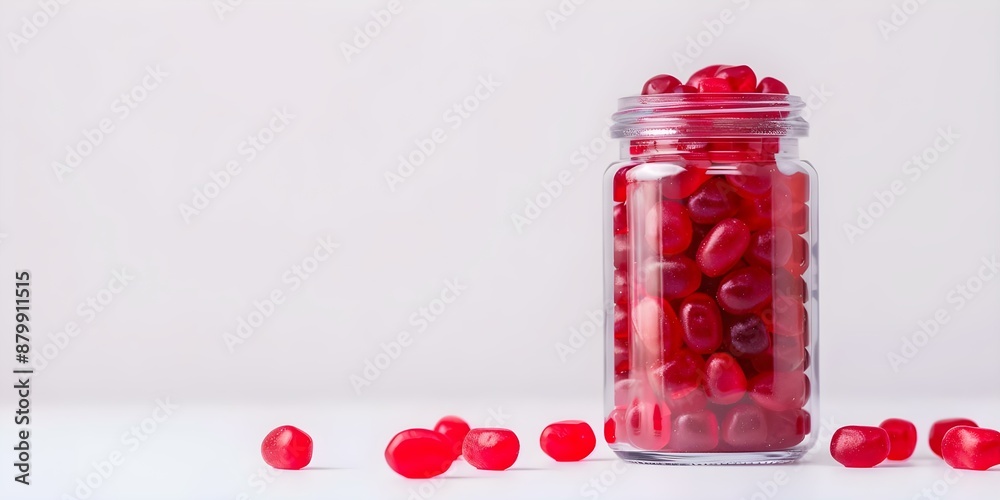 Highquality stock photo of red gummy candies in plastic bottle on white ...