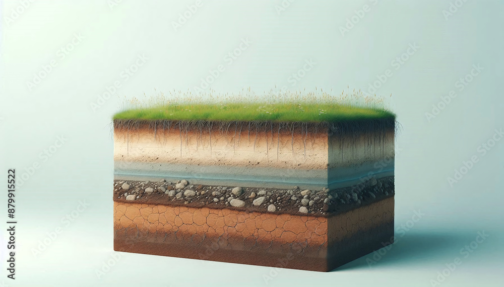 Underground soil layer of cross section earth, erosion ground with ...