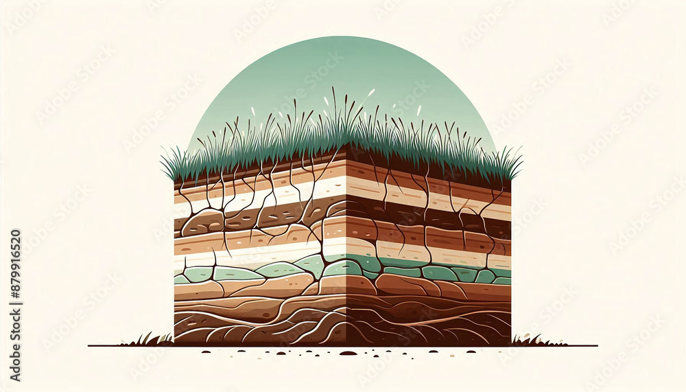 Underground soil layer of cross section earth, erosion ground with ...