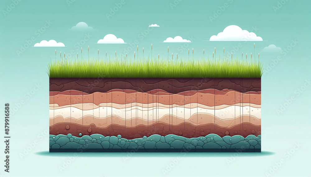 Underground soil layer of cross section earth, erosion ground with ...