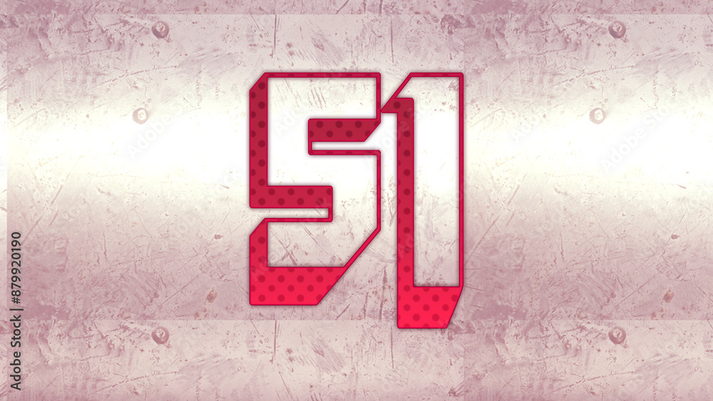 Cute 3d bold outline pink number design of 51 on white background ...