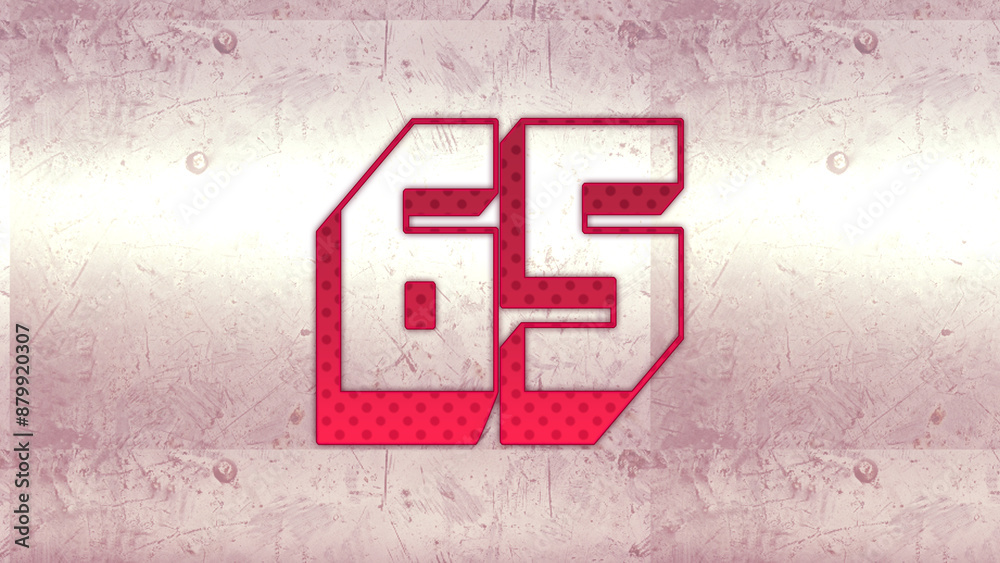 Cute 3d bold outline pink number design of 65 on white background ...