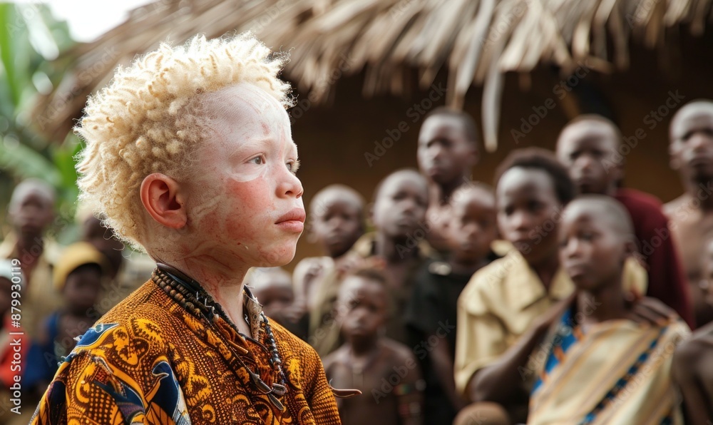An African albino boy facing rejection from his tribe members. This ...