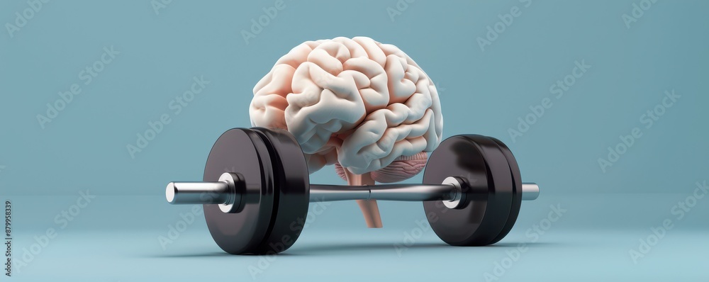 Human brain lifting heavy weights in a gym. Stock Illustration | Adobe ...
