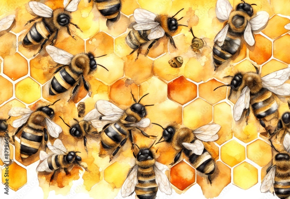 art bee watercolor food element design background graphic hand alth ...