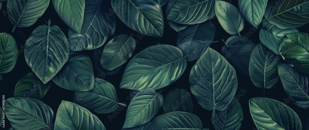 Dark green background with a simple leaf pattern The dark forest color ...