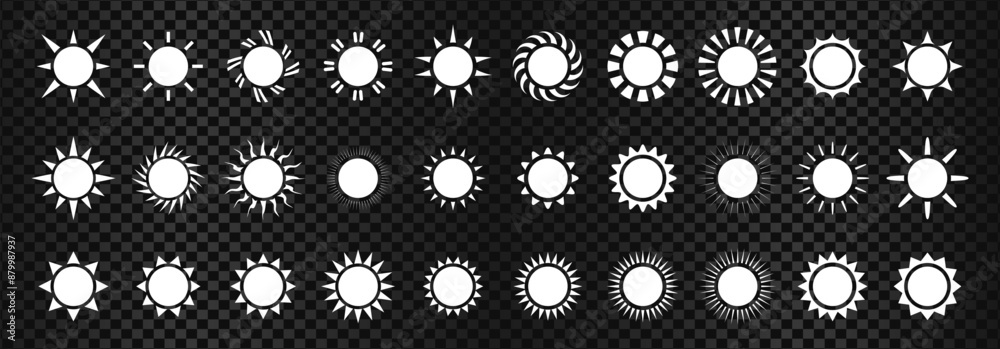 sun icon set. sun vector. sunshine icon set. sunlight effect. yellow ...