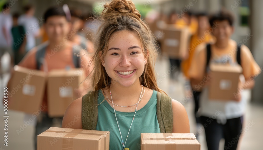 Students Working Together Teamwork in Progress, Carrying Project ...