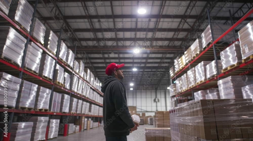 Professional warehouse worker checking and inspecting product quality ...