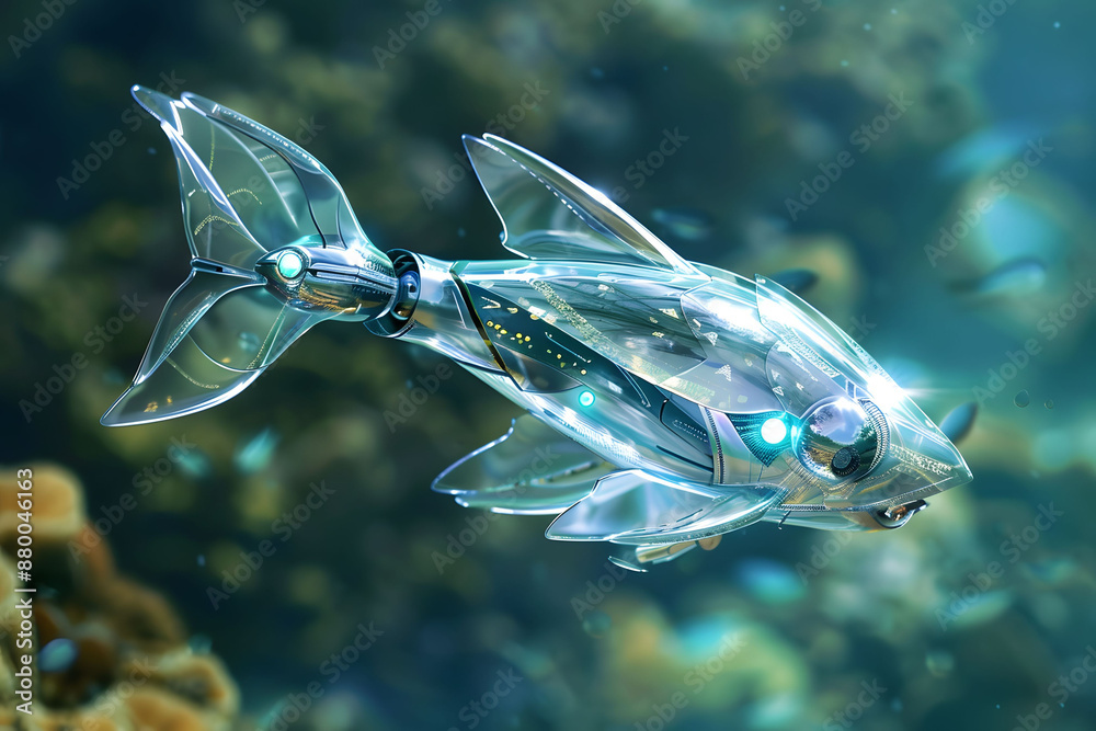 Robot Fish with LED Eyes, Holographic Fins, and Metallic Scales in ...