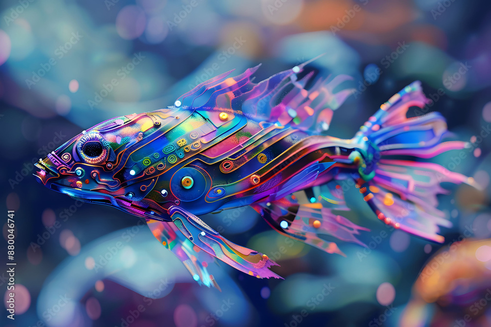 Robot Fish with LED Eyes, Holographic Fins, and Metallic Scales in ...