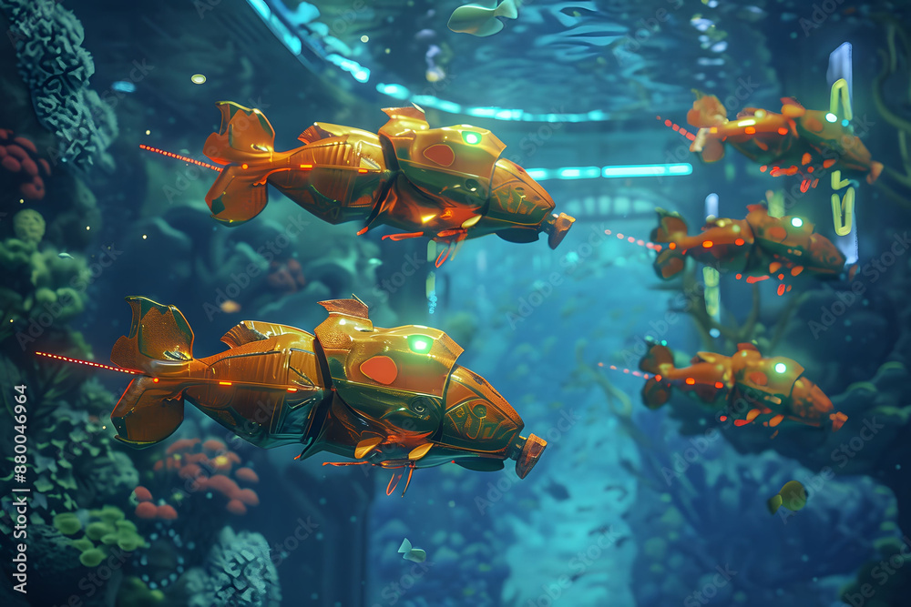 Robot Fish with LED Eyes, Holographic Fins, and Metallic Scales in ...