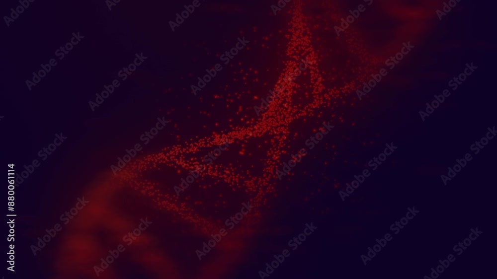 Science, red and spiral of dna on black background for genetic ...