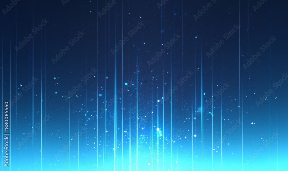 Blue background with vertical lines of light and particles, with ...