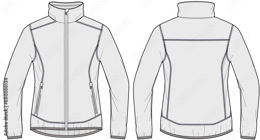 softshell track jacket technical CAD fashion illustration front and ...