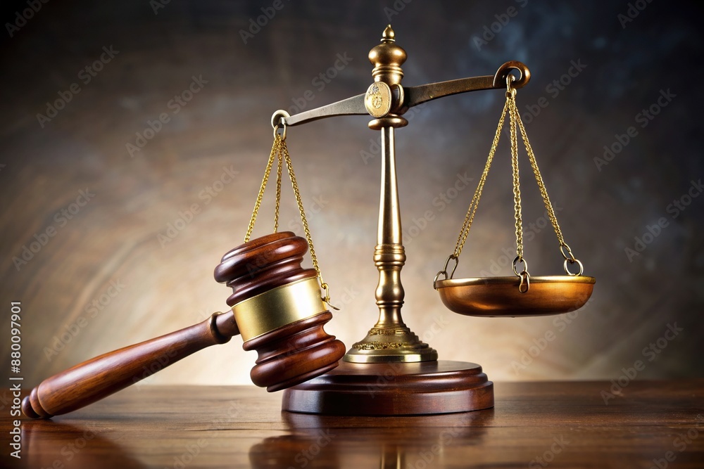 Mallet legal code and scales of justice Law concept studio shots, shots ...