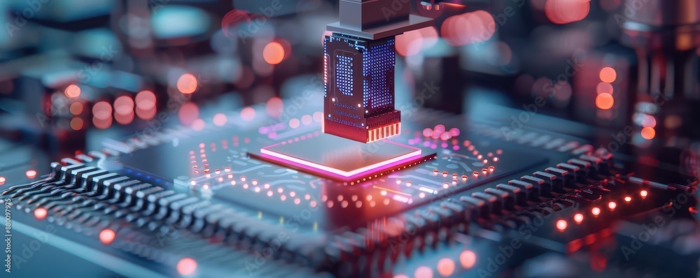 Hi-tech semiconductor plant, holographic chip production, advanced ...