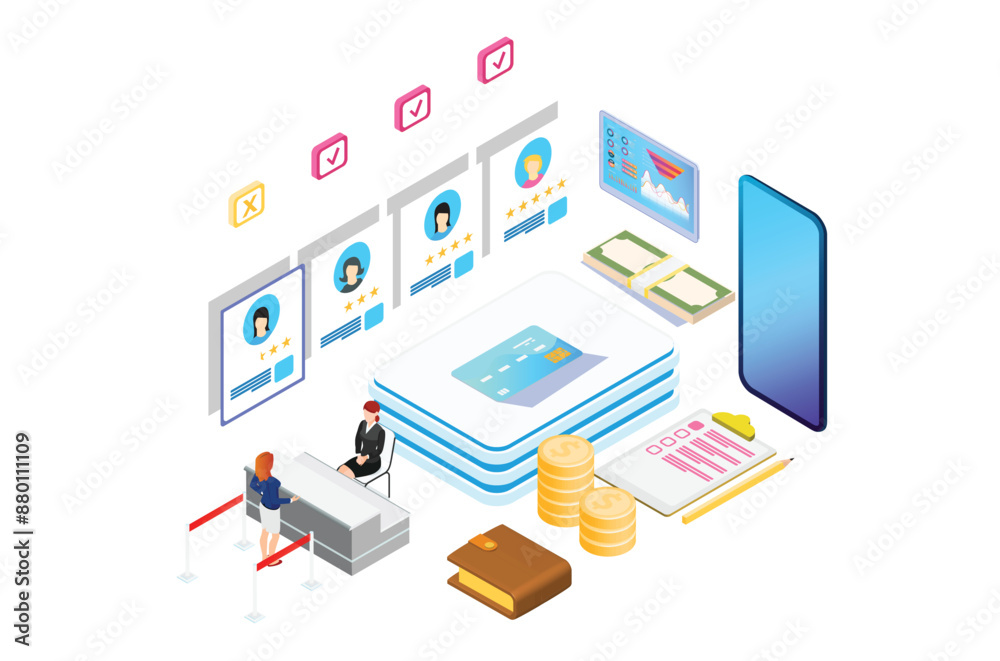 Modern Isometric Apply Credit Card Illustration, Web Banners, Suitable ...