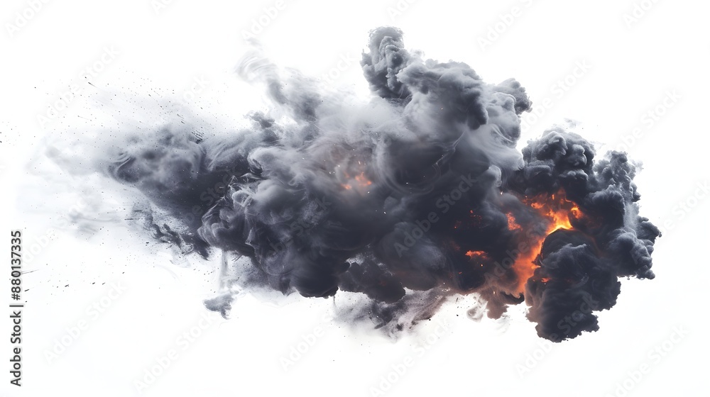 Explosive Impact : Massive fireball with billowing black smoke ...