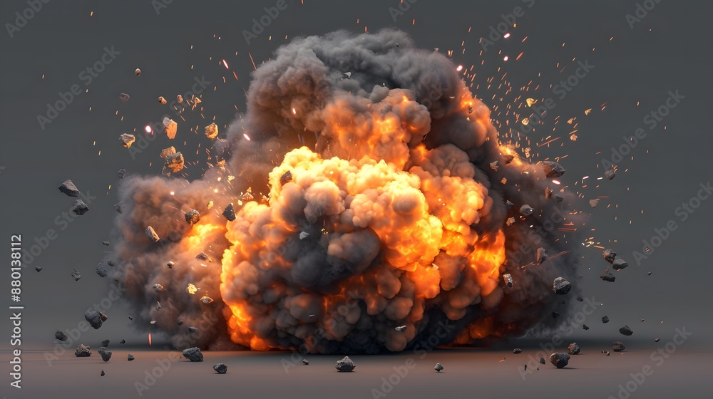 Volcanic Eruption Effect : Realistic fireball explosion with thick ...