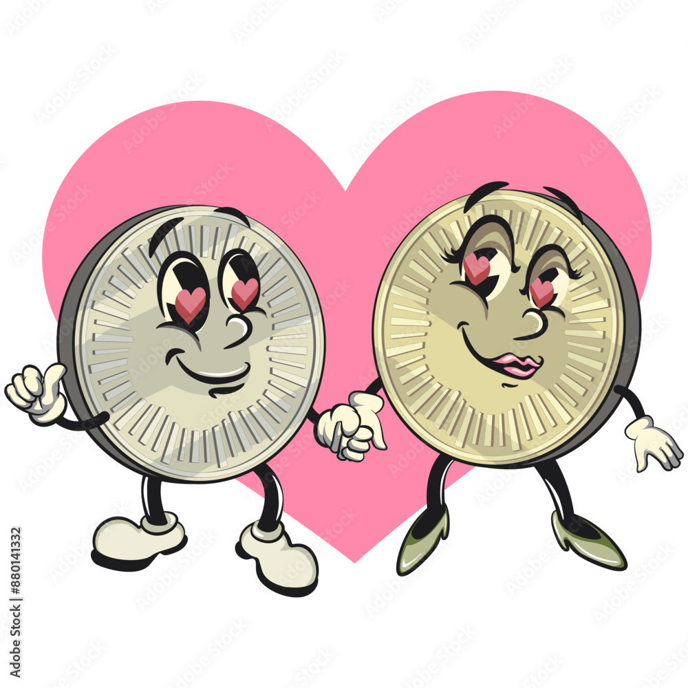 couple characters of a coin money cartoon vector isolated clip art ...