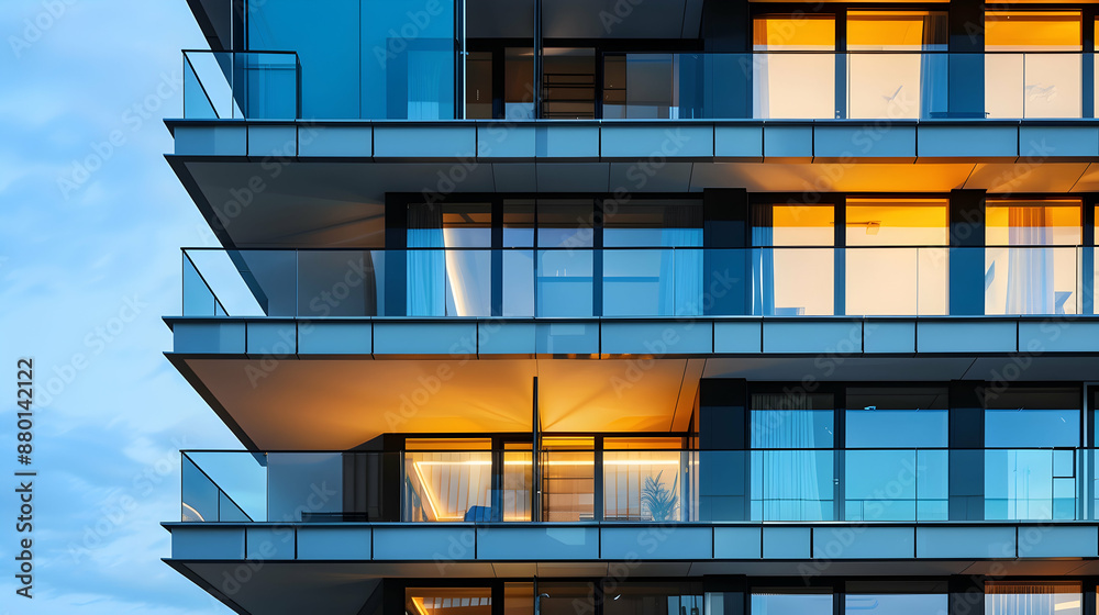 Explore the exterior of a modern mid-rise residential building ...