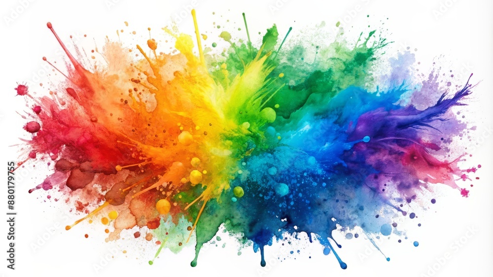 Vibrant watercolor rainbow splash isolated on white background ...