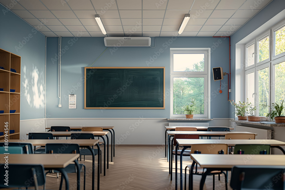 Modern classroom interior design at the school. The auditorium at the ...