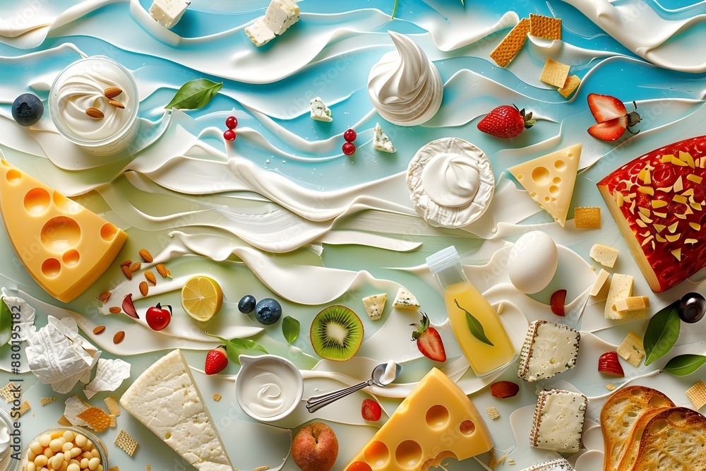 Collage Artwork Depicting the Journey of Milk Processing to Dairy ...