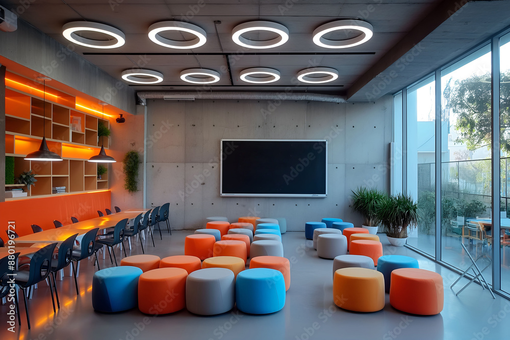 Modern classroom interior design at the school. The auditorium at the ...