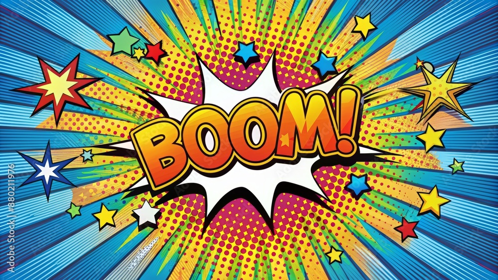 Vibrant comic-inspired speech bubbles with boom, pow, and explosion ...