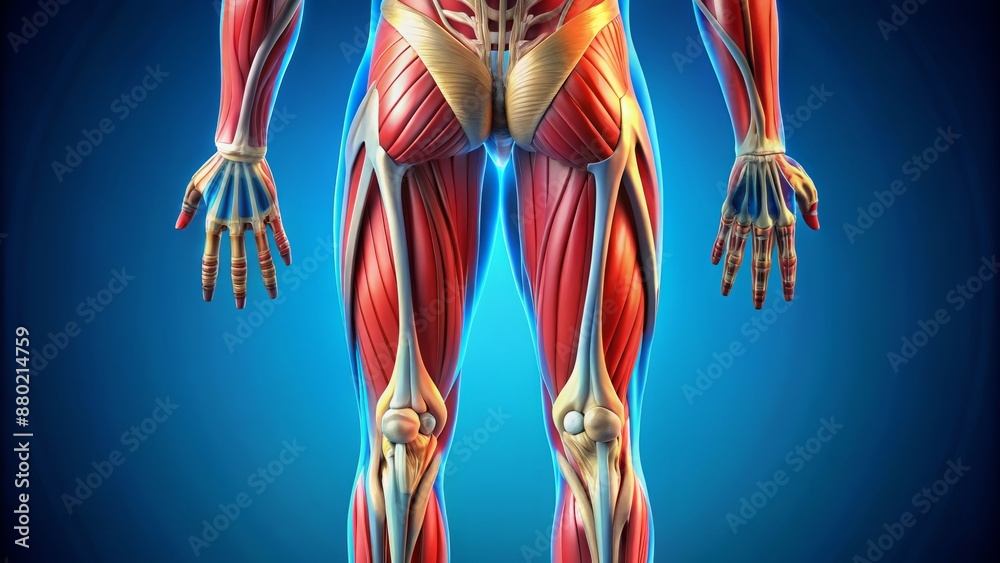 Detailed illustration of human leg muscles anatomy highlighting gluteus ...