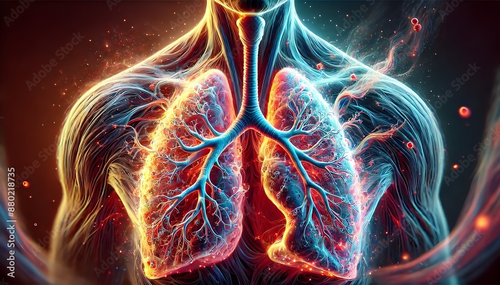 dynamic process of breathing pf lungs in a human body Stock ...