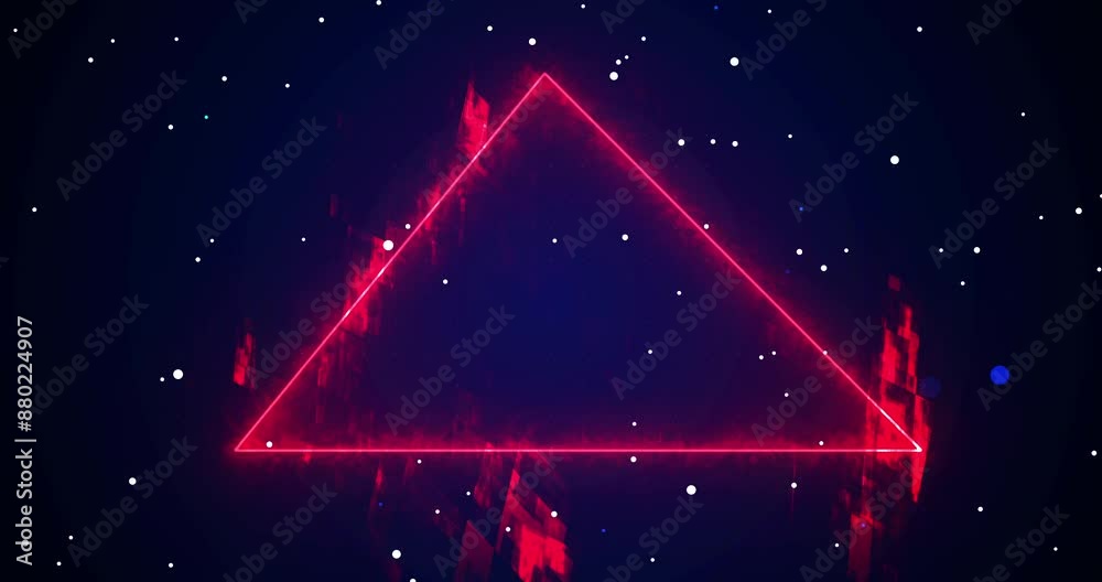 Triangular cyber security big-data connectivity fractal particle loop 4K. Dynamic dot grid ...