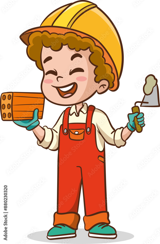 Children building house together, little builders with construction ...