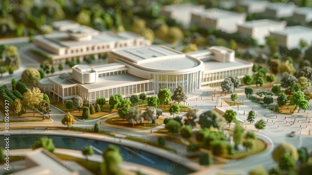 Generate a photo realistic image of a maquette showcasing a government ...