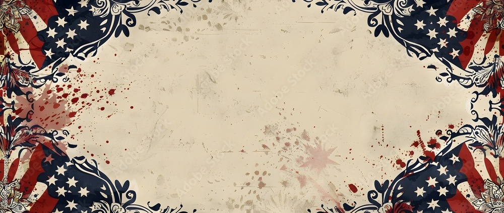 Ornate Memorial Day Doodle Border Design with Patriotic Imagery and ...