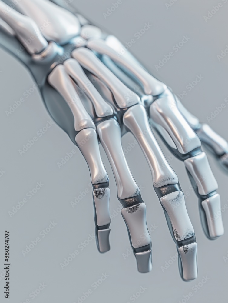 Detailed 3D x-ray of hand injury with copy space, covering all objects ...