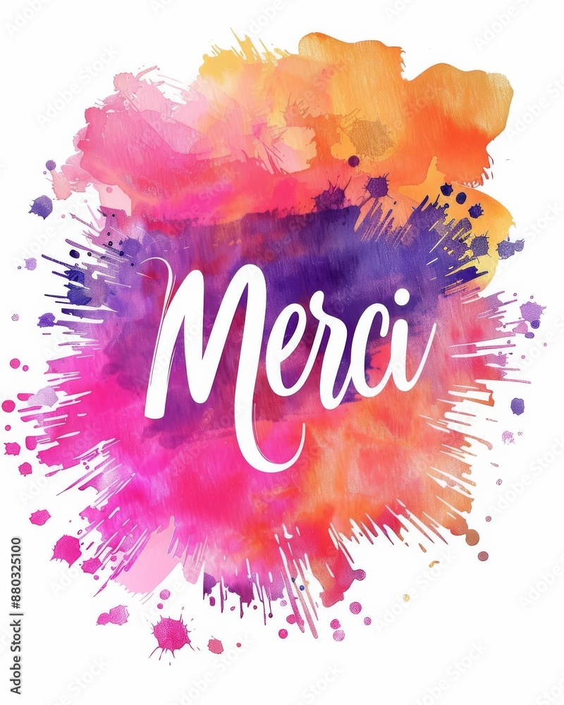 Merci - Thank you in French language. Modern calligraphy lettering text ...