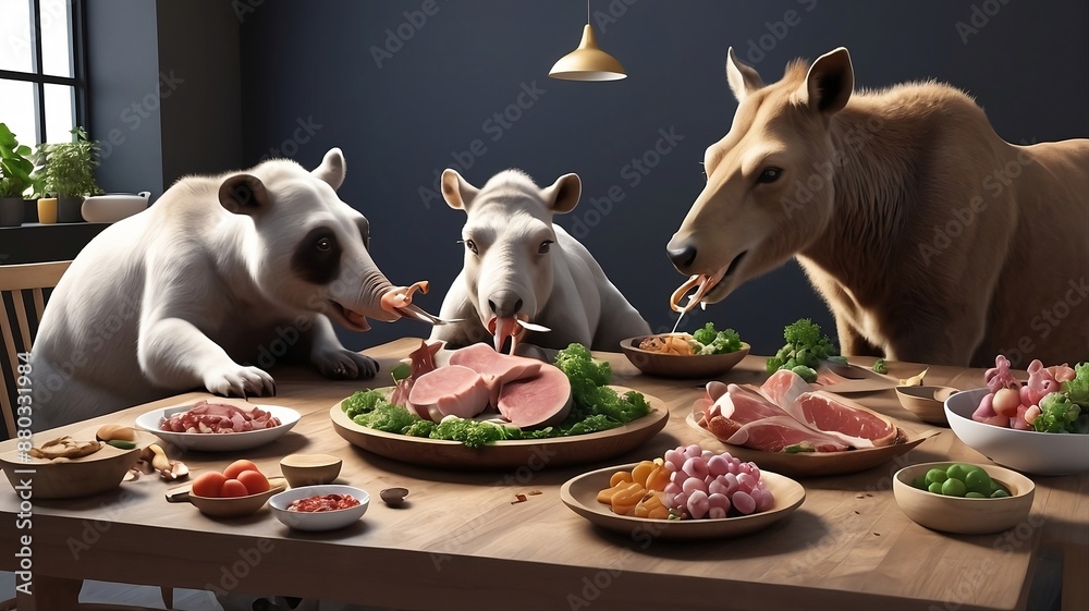 There are usually living animals and imaginary creatures that show a ...