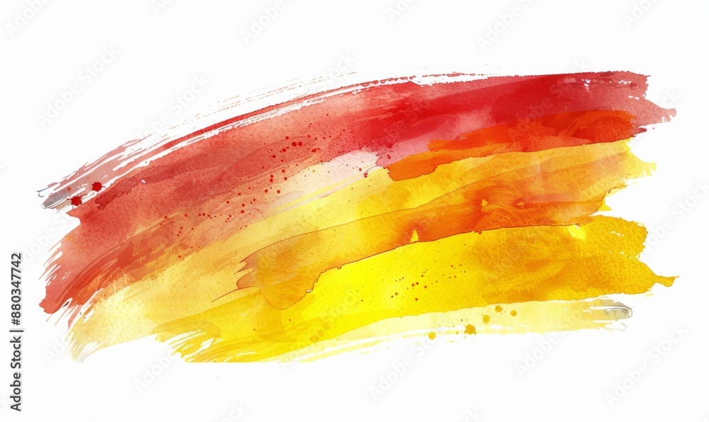 Watercolor splashes background in Spain flag colors. Template ...