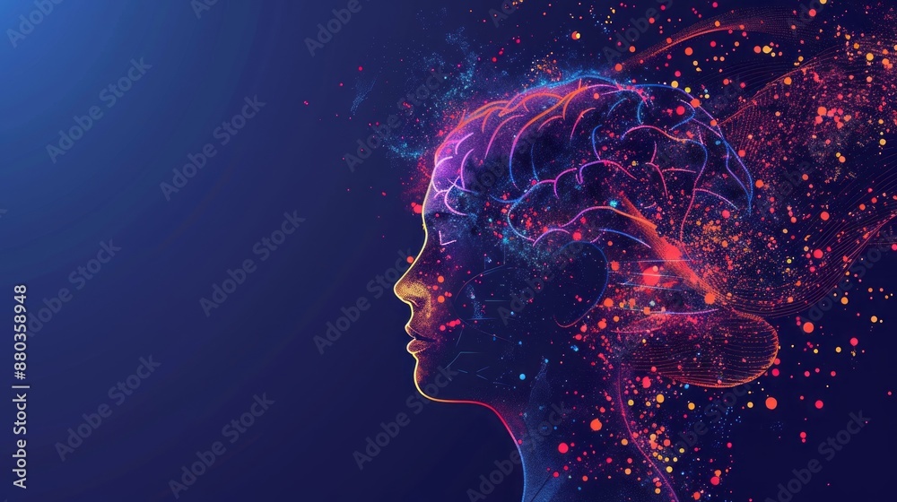Artificial intelligence concept. Creative brain background with vector ...
